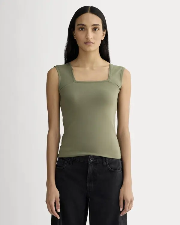 Everlane Form Square-neck Tank Top - Lichen Green