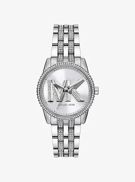 Michael Kors Mini Bryant Pavé Logo Watch - Silver