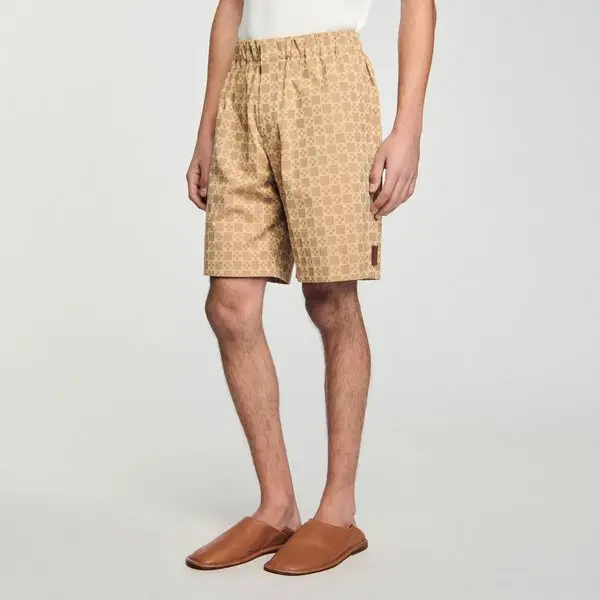 Sandro Grained Leather Slippers - Camel