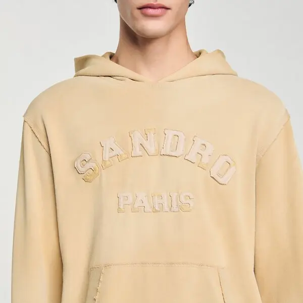 Sandro Faded Fleece Hoodie With Patch