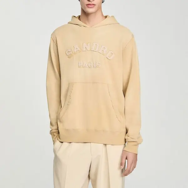 Sandro Faded Fleece Hoodie With Patch