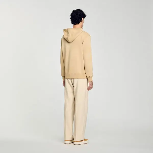 Sandro Faded Fleece Hoodie With Patch