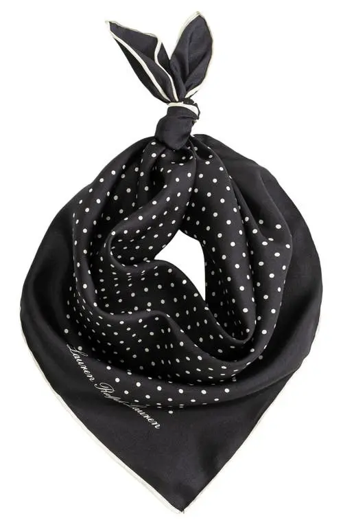 Ralph Lauren Polka Dot Square Silk Scarf - Black