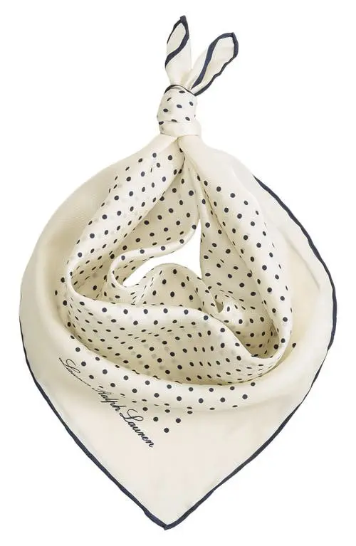 Ralph Lauren Polka Dot Square Silk Scarf - Cream