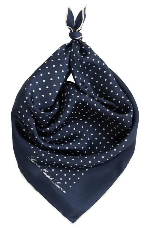Ralph Lauren Polka Dot Square Silk Scarf - Navy