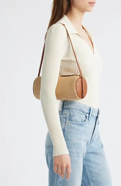 REFORMATION Simona Raffia Cylinder Shoulder Bag - Natural Raffia