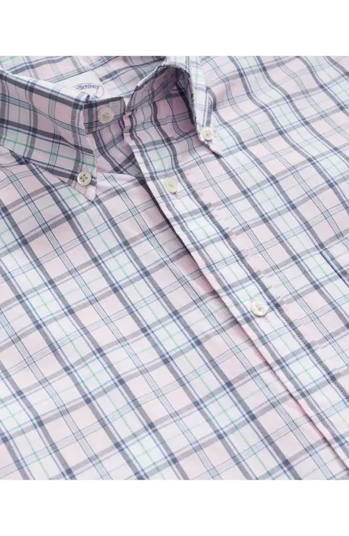 Brooks Brothers Friday Regular Fit Plaid Short Sleeve Cotton Poplin Button-down Shirt - Pink
