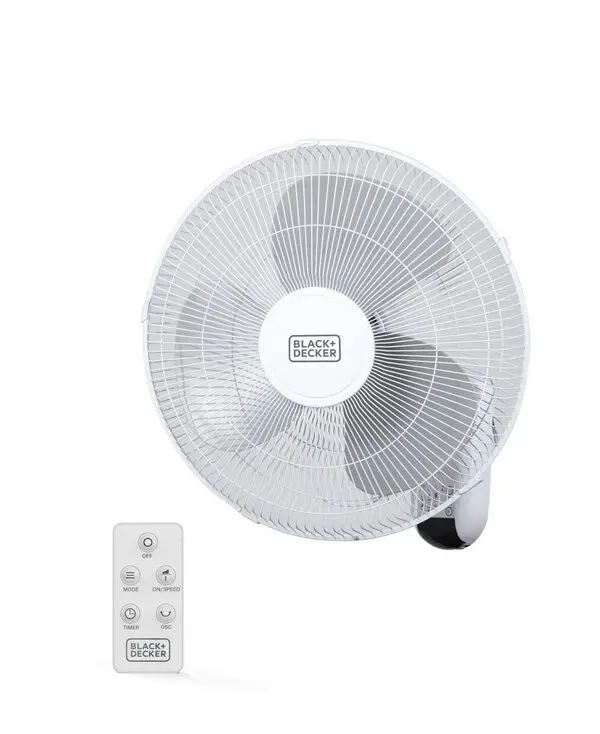 BLACK + DECKER Black+decker 16" Wall Fan With Remote Control - White