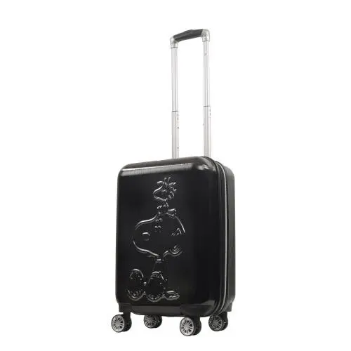 FUL Peanuts Snoopy & Woodstock Embossed Hardside 22" Carry-on Spinner Suitcase - Black
