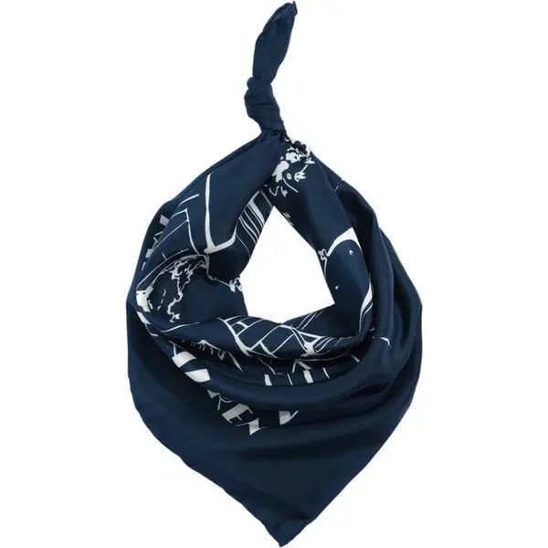 Ralph Lauren Landscape Print Square Silk Scarf - Shadow Navy
