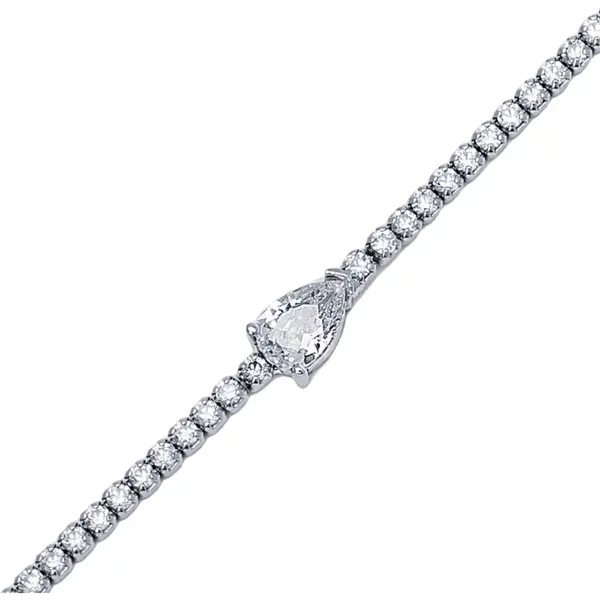 MAZIN JEWELS Pear Drop Tennis Bracelet - Silver