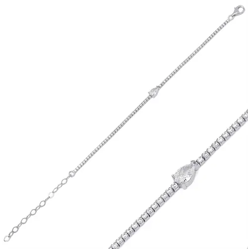 MAZIN JEWELS Pear Drop Tennis Bracelet - Silver