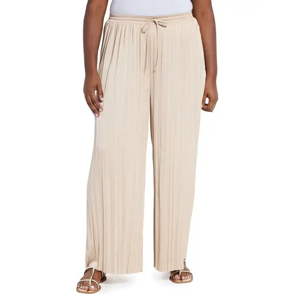 Lyssé Pleated Wide Leg Satin Pants