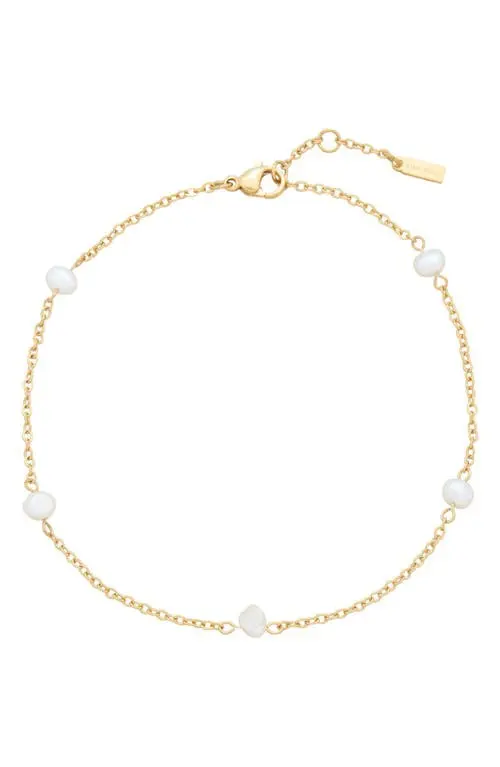 ST. MORAN Freshwater Pearl Station Chain Anklet - Gold