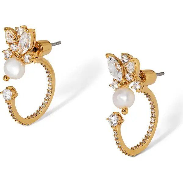 Nadri Ravish Stud & Hoop Jacket Earrings - Gold