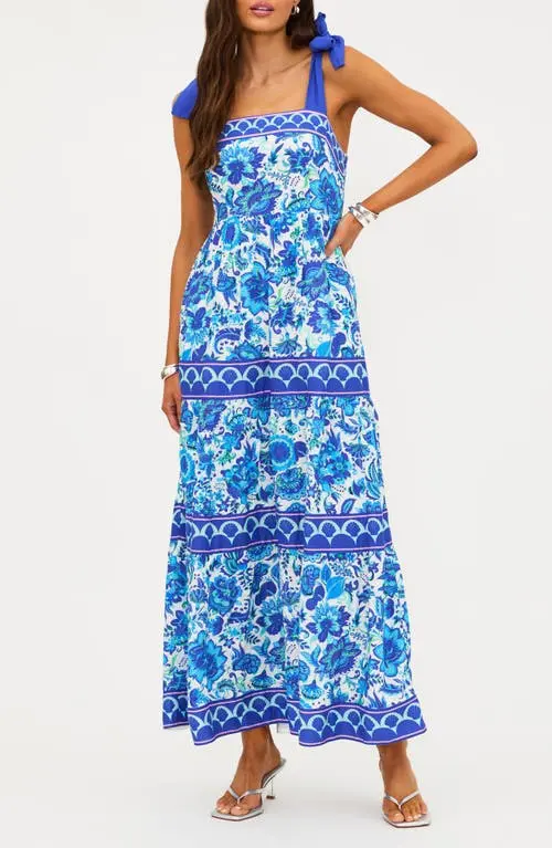 Beach Riot Floral Tie Strap Cover-up Maxi Dress - Royal Riviera