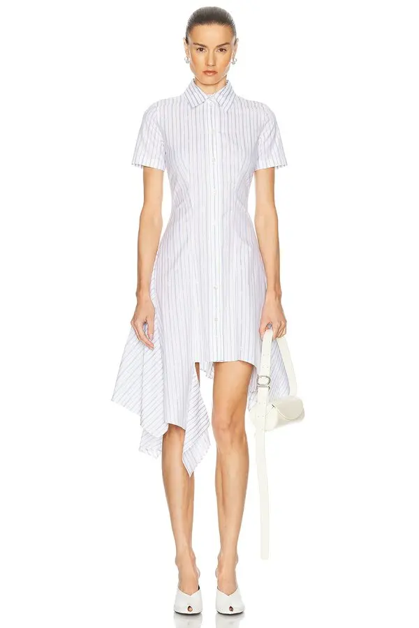 Alexander McQueen Day Dress - White  Blue & Grey