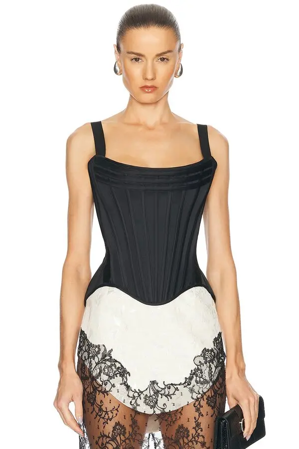 WIEDERHOEFT Zip Up Wasp Corset Top - Black