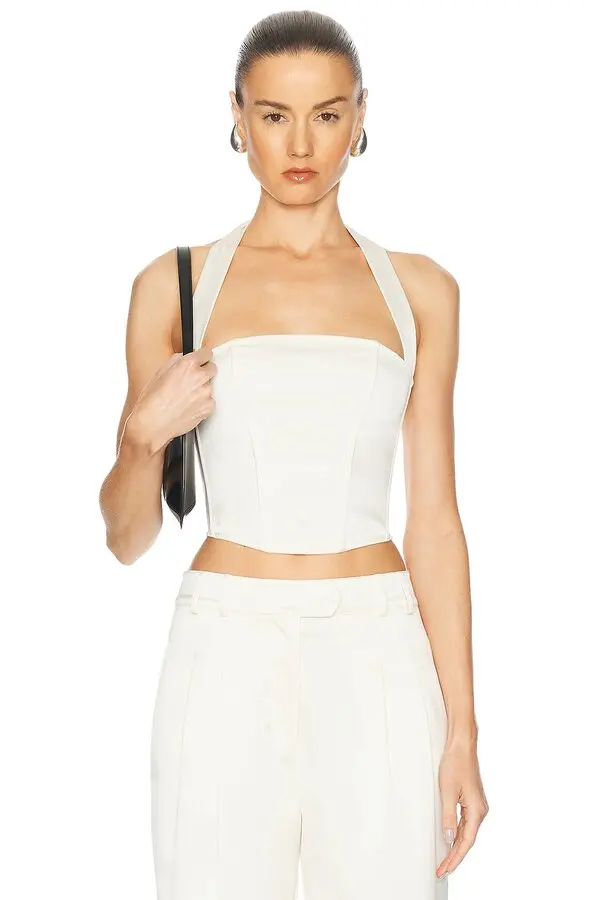 FLEUR DU MAL Satin Halter Corset Top