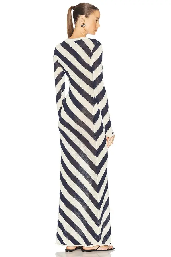 Seroya Rubi Knit Maxi Dress In Navy & Eggshell - 25% Off | Editorialist