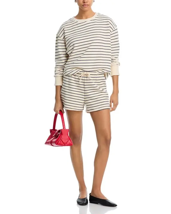 PERFECTWHITETEE French Terry Stripe Pullover Sweatshirt - Navy/natural Stripe