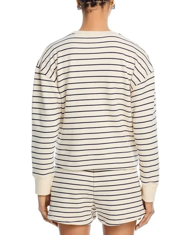 PERFECTWHITETEE French Terry Stripe Pullover Sweatshirt - Navy/natural Stripe