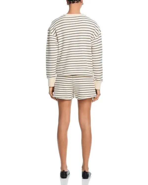 PERFECTWHITETEE French Terry Stripe Pullover Sweatshirt - Navy/natural Stripe