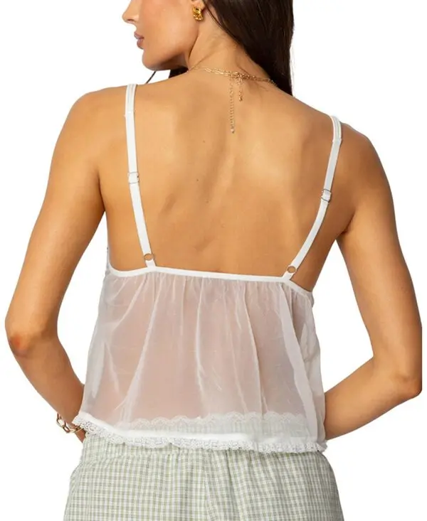 EDIKTED Sheer Lacey Babydoll Tank Top