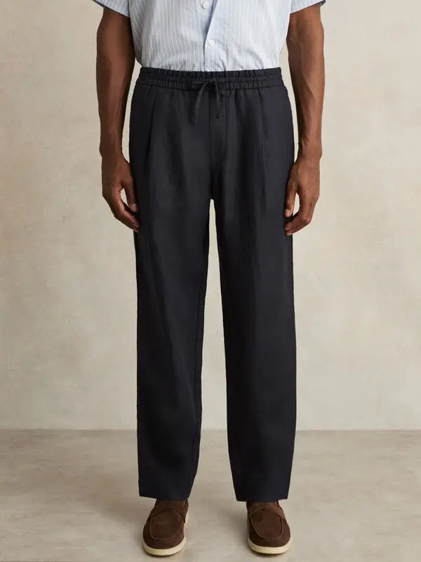 REISS Linen Drawstring Relaxed-fit Trousers