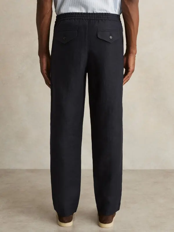 REISS Linen Drawstring Relaxed-fit Trousers