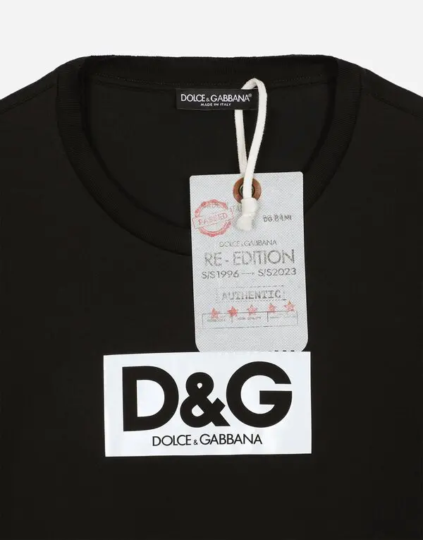 Dolce Gabbana Cotton Round-Neck T-Shirt With Patch Black