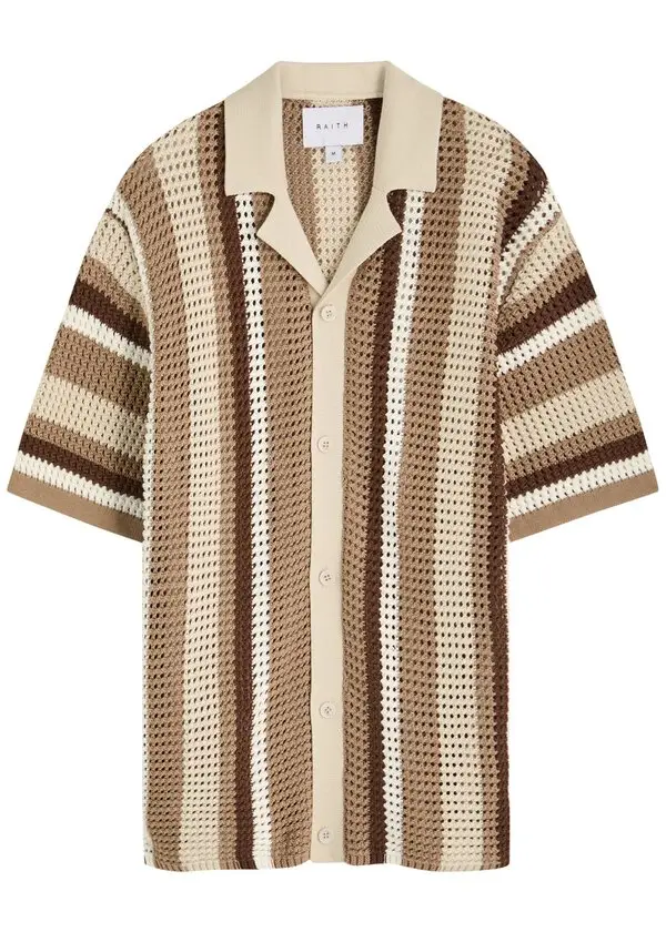 RAITH Dellamore Striped Open-knit Shirt - Beige