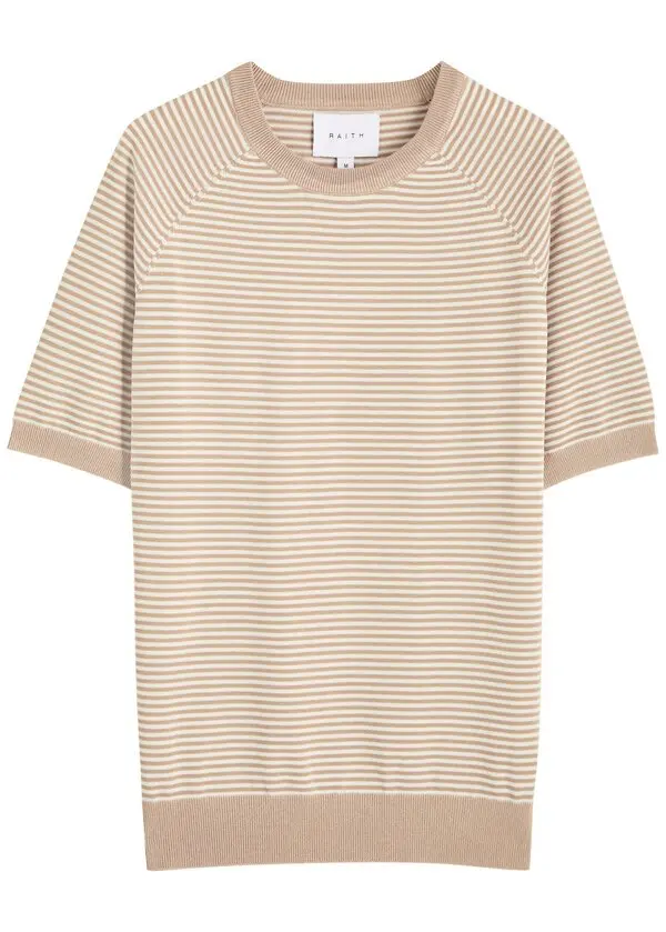 RAITH Riera Striped Fine-knit T-shirt - Beige