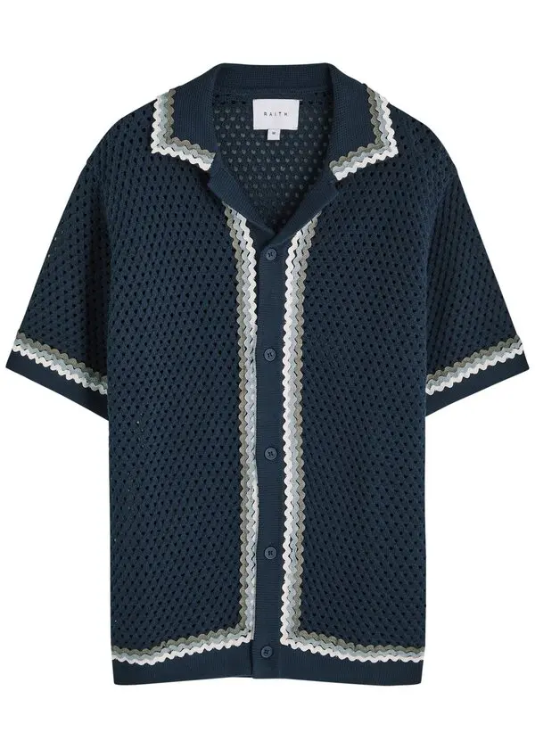 RAITH Marconi Open-knit Polo Shirt - Navy