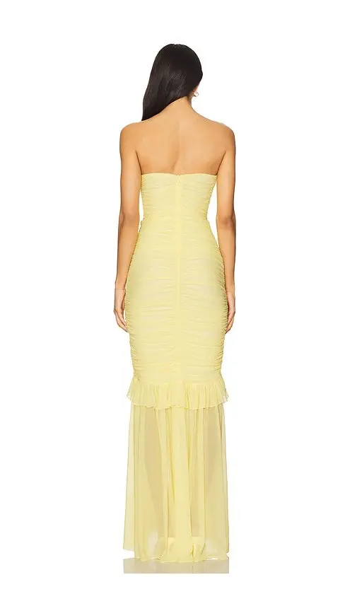 Majorelle Strapless Ruffled Gown - Light Yellow