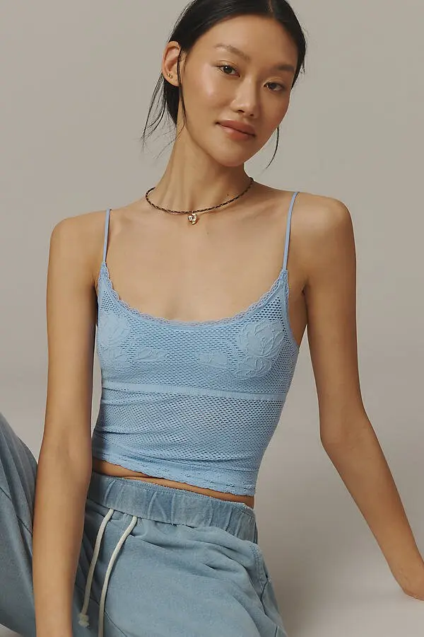 Anthropologie Seamless Crochet Tank Top - Blue Ice