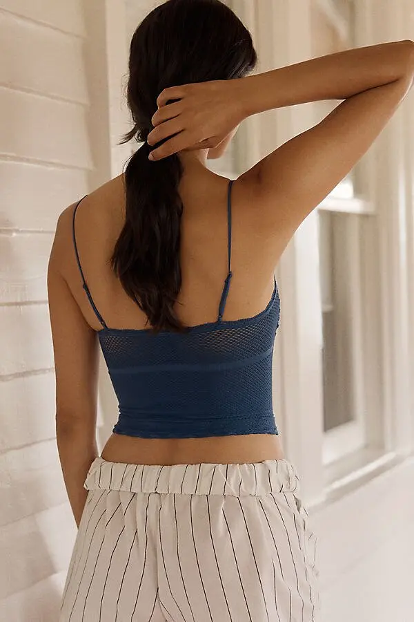 LYREBIRD Seamless Crochet Tank Top With Sheer Paneling - Navy