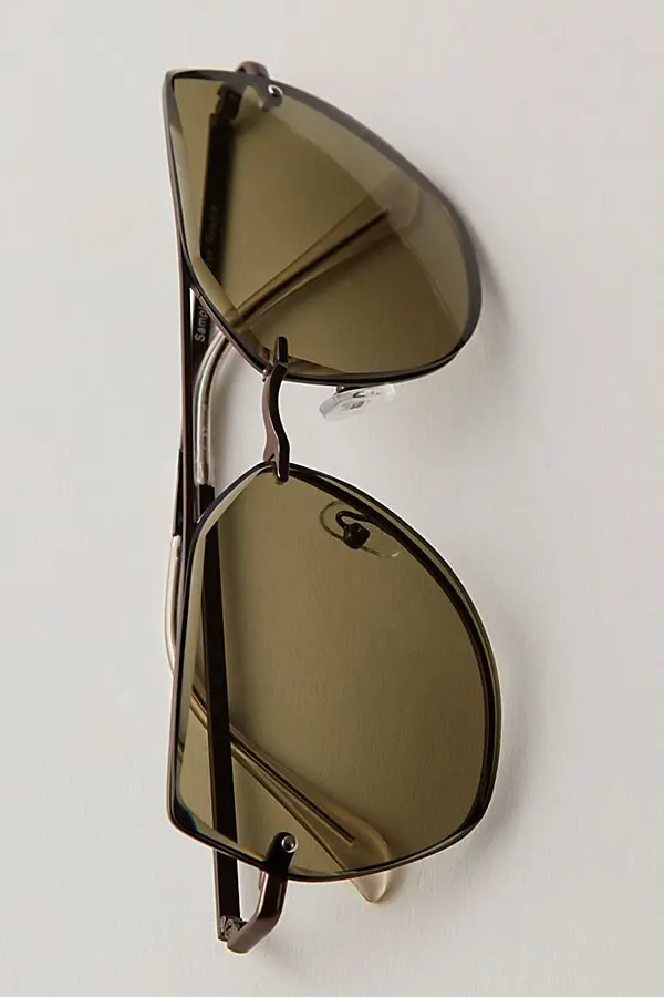 Free People Alma Oversized Aviator Sunglasses - Olive/dark Copper