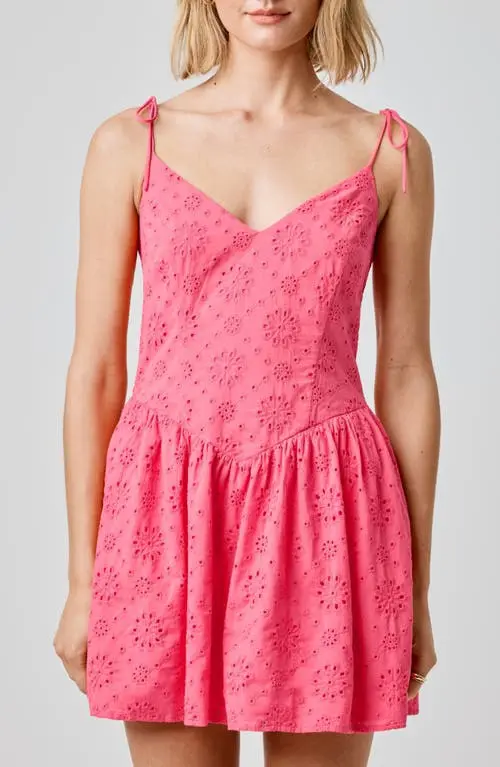 FLORENCE BY MILLS Eyelet Cotton Mini Sundress - Calypso Coral