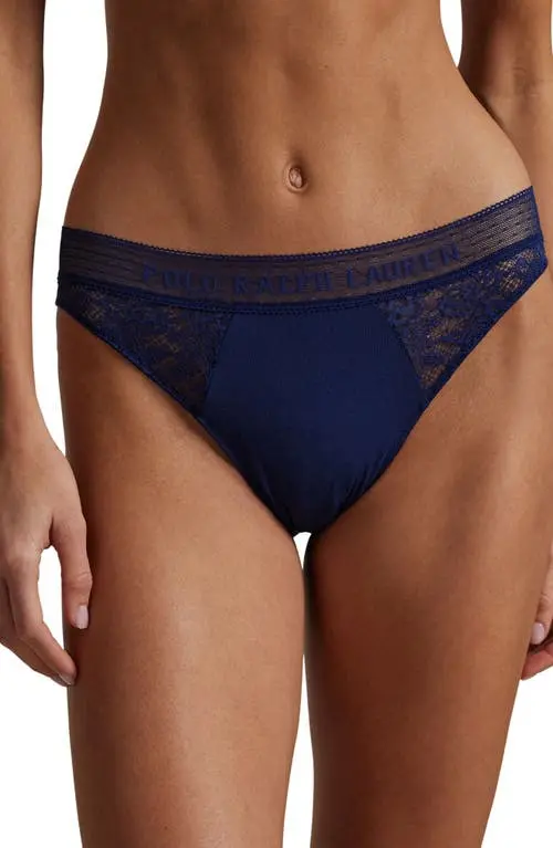 Polo Ralph Lauren Lace & Stretch Cotton Rib Bikini - Navy