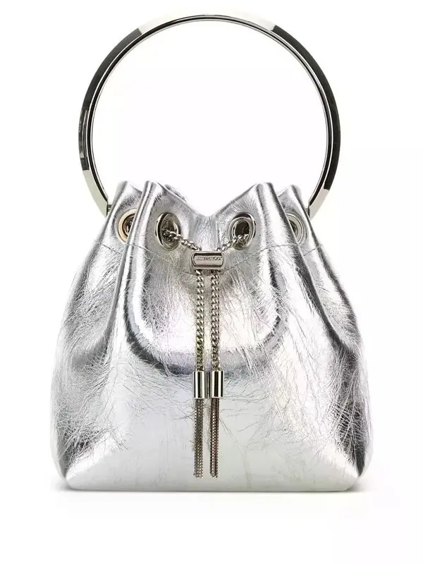 JIMMY CHOO Leather Bucket Bag - Silver