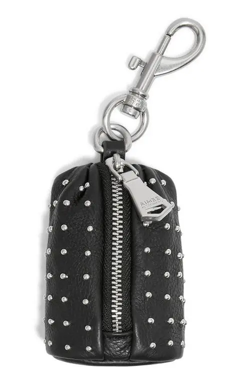 AIMEE Tamitha Leather Key Fob - Black Studded