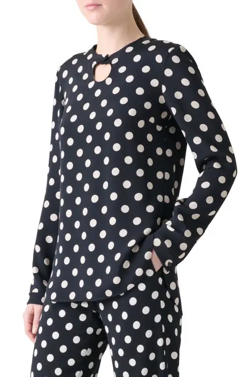 Akris Polka Dot Long Sleeve Top
