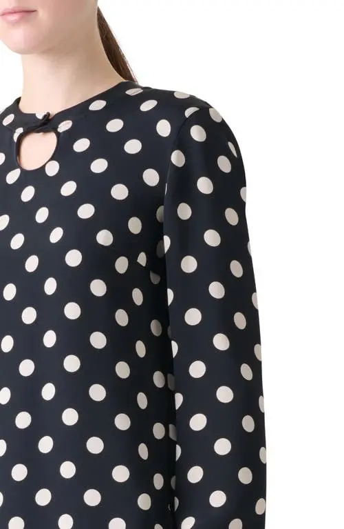 Akris Polka Dot Long Sleeve Top