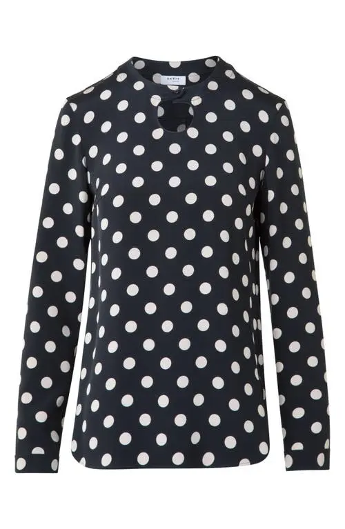 Akris Polka Dot Long Sleeve Top