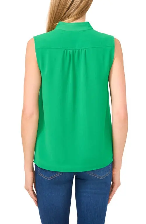 CECE DUPRAZ Sleeveless Mandarin Collar Button-up Shirt - Medium Green