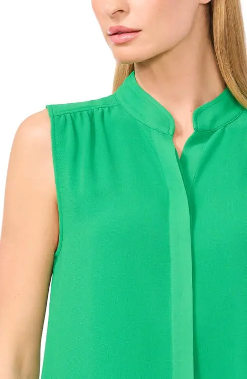 CECE DUPRAZ Sleeveless Mandarin Collar Button-up Shirt - Medium Green