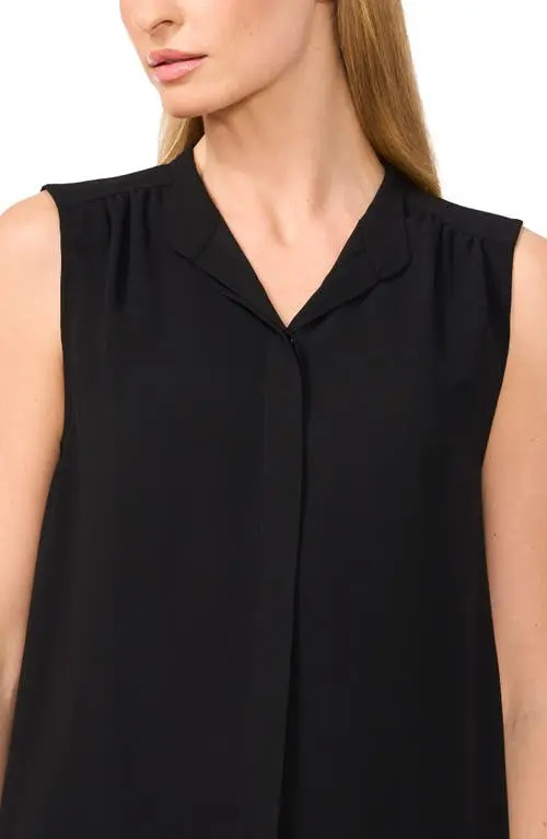 CECE DUPRAZ Sleeveless Mandarin Collar Button-up Shirt - Rich Black