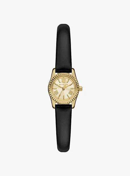 Michael Kors Micro Lexington Leather Watch - Black