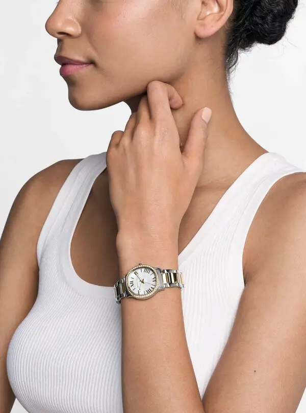 Michael Kors Sage Pavé Two-tone Stainless Steel Watch - Silver